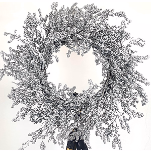 26 Inch Winter Front Door Wreath Silver Berry Wreath Winter Christmas Wreath with Silver Metallic Berry on Farmhouse Grapevine for Festival Celebration Front Door Wall Window Decoration Home Décor