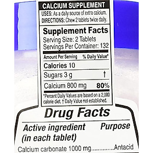 Kirkland Signature Ultra Strength Antacid Calcium Carbonate 1000 MG Assorted Berry Flavors (265 Tablets)