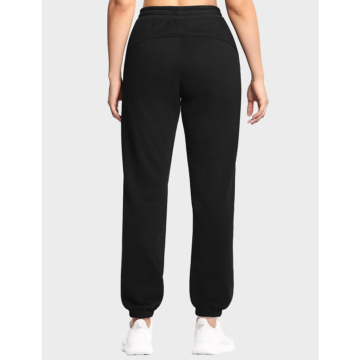 THE GYM PEOPLE Women's Fleece Sweatpants Warm Workout Joggers Pants with Pockets Black
