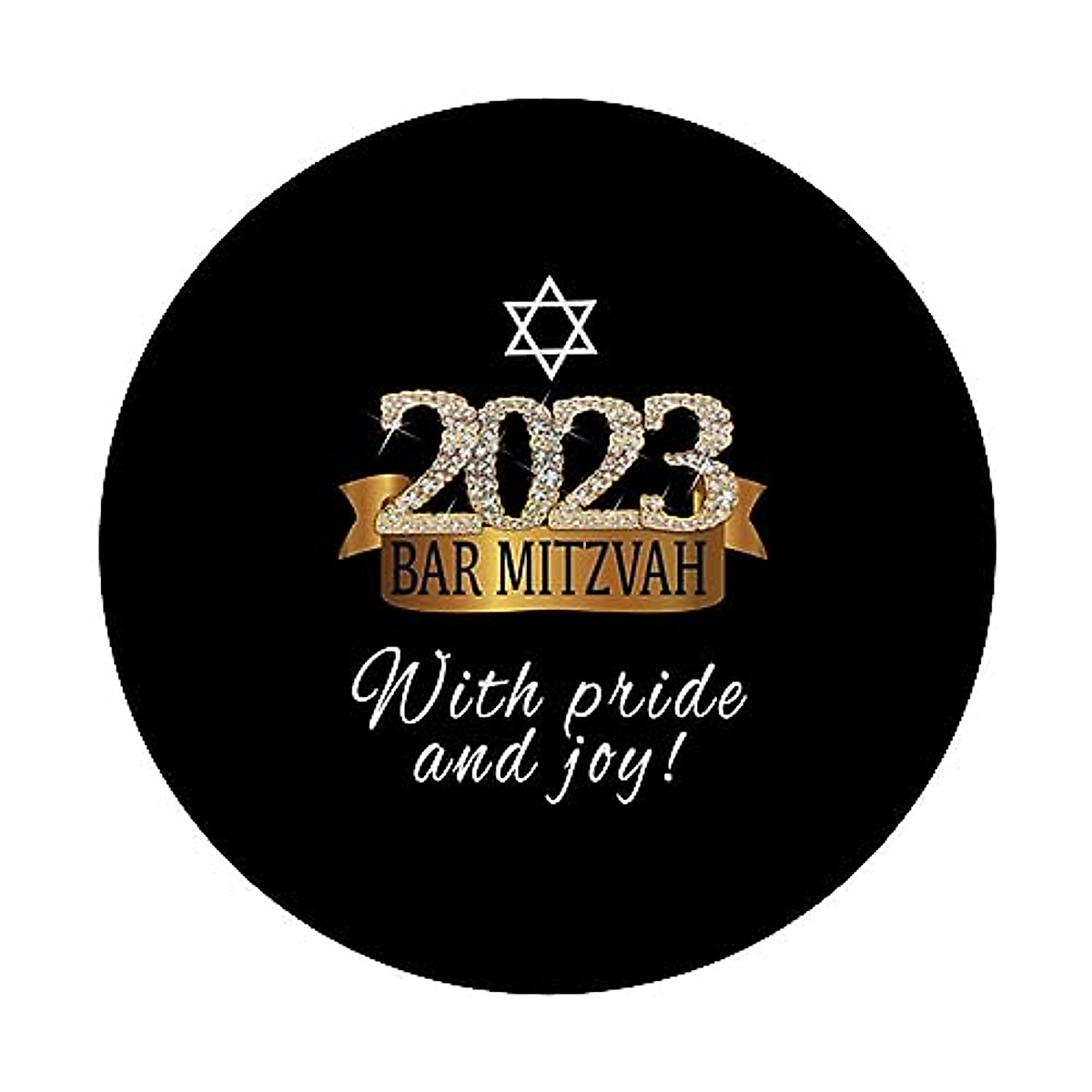 Bar Mitzvah 2023 I With Pride & Joy I Yellow Banner Decor PopSockets Standard PopGrip