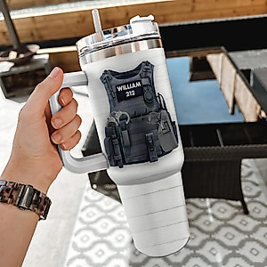 Hyturtle Police Gifts Personalized Thin Blue Line Tumbler US Flag Police Academy Graduation Gifts for Men Cops Officer Retirement 40 Oz Tumbler With Lid And Straw