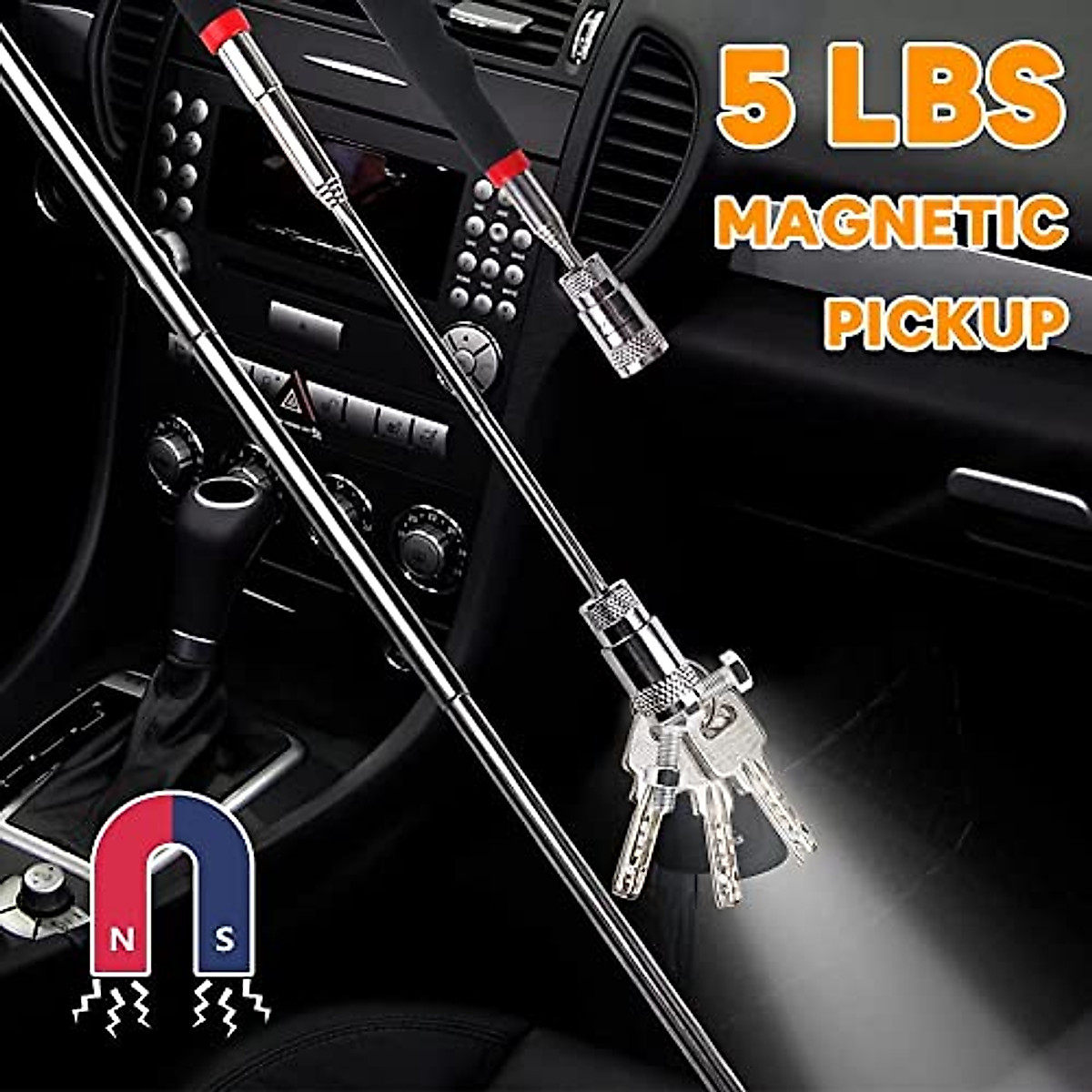 Dailymag Magnetic Wrist Holder and Retractable Magnetic Pick-Up Stick with LED, 2 in 1 Magnetic Tool Set, Tool Belt with Strong Magnets for Holding Screws/Nails/Drill, Ideal for Dad, Husband