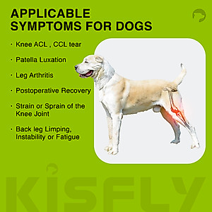 KISFLY Rear Leg Braces for Dogs Luxating Patella Joint Pain Dog Knee Brace for Torn ACL Hind Leg with Reflective Support Strip Both Legs L