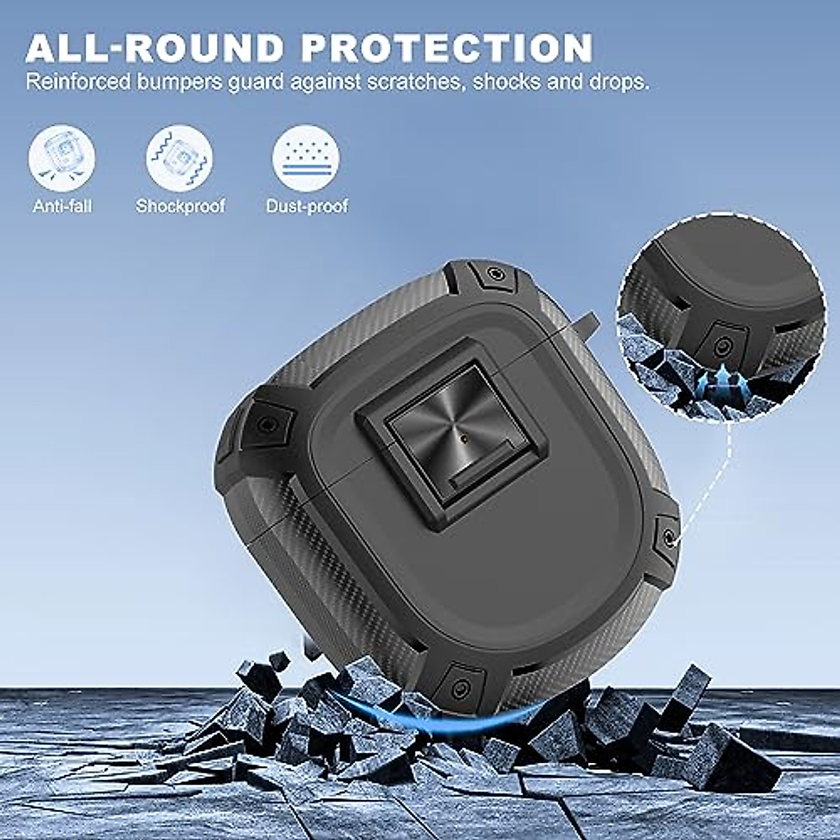 Secure Lock Bose QuietComfort Earbuds II Case(2022)&Bose QuietComfort Ultra Case (2023),WQNIDE Shockproof Protective Bose Earbuds 2 Case Cover for Bose QC II Accessories with Carabiner&Lanyard (Black)