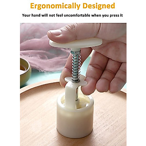 Mooncake Molds Set, Mid-Autumn Festival Hand-Pressure Moon Cake maker 6 pcs for baking, DIY Hand Press Cookie Stamps Pastry Tool(1 Mold, 6 Stamps). (50G)