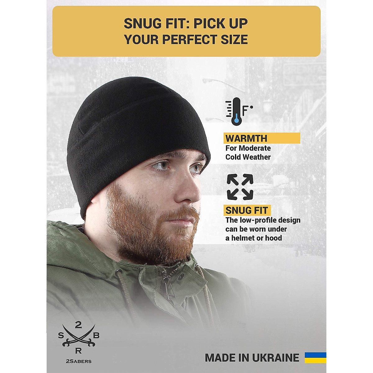 2SBR 2SABERS Fleece Winter Warm Watch Cap - Mens - Army Military Tactical Skull Beanie Hat