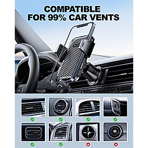Car Phone Mount Vent Clip, Car Phone Holder Mount 360° Rotation, Adjustable Clip, Big Phone & Thick Case Friendly, Compatibility Fit for All 4"-7" Smartphone, Cell Phone Automobile Cradles Universal