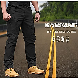XHSYTC Soldier Tactical Waterproof Pants Outdoor Combat Hiking,Mens Tactical Pants Ripstop Cargo Pants,Multi Pocket Work Pants. (XL, Black)