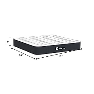 Avenco Full Mattress, 10 Inch Medium Firm Innerspring Mattress, Full Size Hybrid Mattress in a Box with Anti-Pilling Fabric, Pain Relief, CertiPUR-US, 10 Years Support