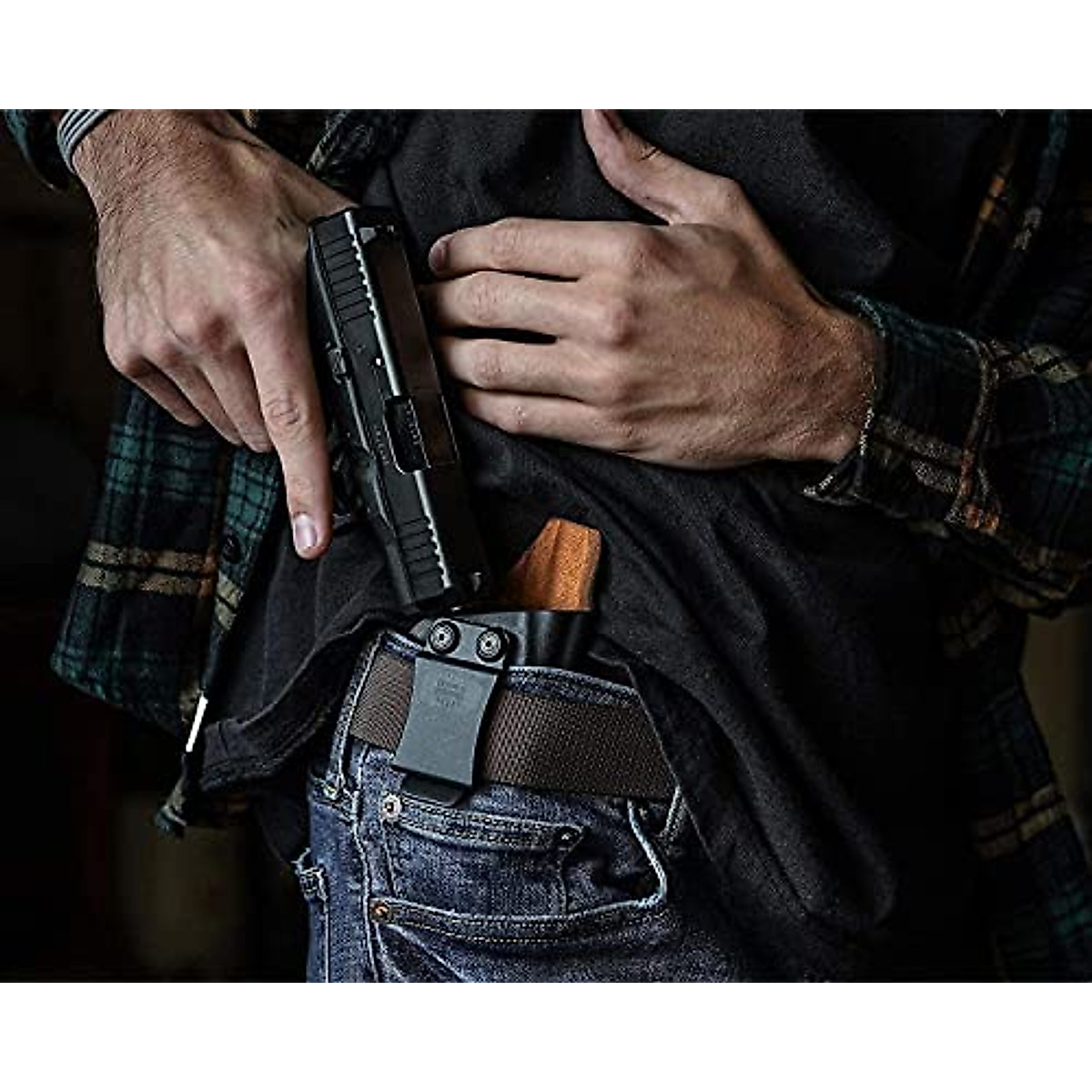 Gears and Barrels Kydex Leather Holster for Taurus GX4 - IWB Concealed Carry with Adjustable Retention and Leather Lining - Right Hand