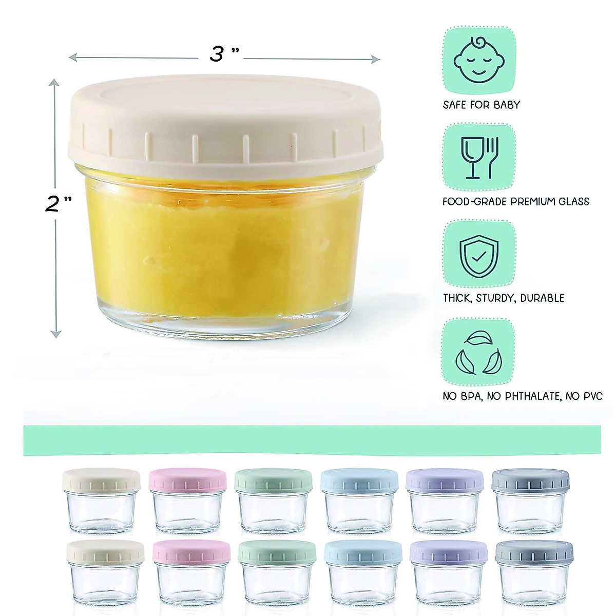 6Pack2.7oz Glass Salad Dressing Container To Go,Small Glass Containers With Lids,Reusable and Leakproof Dipping Sauce Cups Set,Salad Dressing Container Lunch Box Work Trip,With brush,Liquid Chalk Pen