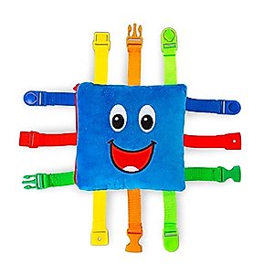 Buckle Toy - Boomer Square - Learning Activity Toddler Plane Travel Essential Toy - Develop Motor Skills and Problem Solving