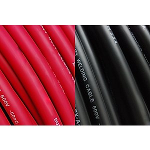 TEMCo INDUSTRIAL WC0181-100' (50' Blk, 50' Red) 2 Gauge AWG Welding Lead & Car Battery Cable Copper Wire Black + RED | Made in USA