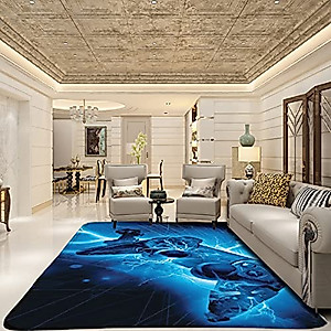 Large Game Area Rugs 3D Anime Gamer Carpet Decor Game Printed Living Room Mat Bedroom Controller Player Boys Gifts Home Non-Slip Crystal Floor Polyester Mat Teen Boys Carpet 31x20inch