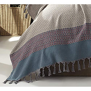 Wellstil Nerthus Turkish Cotton Blanket King Size, Lightweight Blanket for All Season, Beige Throw Blanket for Couch Sofa, Turkish Blanket King Size Bedspread Soft and Breathable 79 x 98 inches