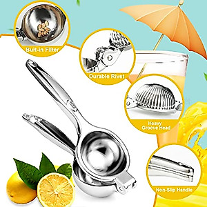 Premium Lemon Squeezer, TEZZ Large Heavy Duty Handhelp Juicer for Lemon/Citrus, Stainless Steel Hand Press Juicer, Lime Squeezer Bar Tool, Manual Citrus Press