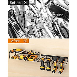 Power Tool Organizer, Garage Tool Organizers and Storage, Wall Mount Style for Power Tool Drill as Heavy Duty Tool Shelf & Tool Rack, Removable Design,Suitable for Garage, Workshop and Warehouse