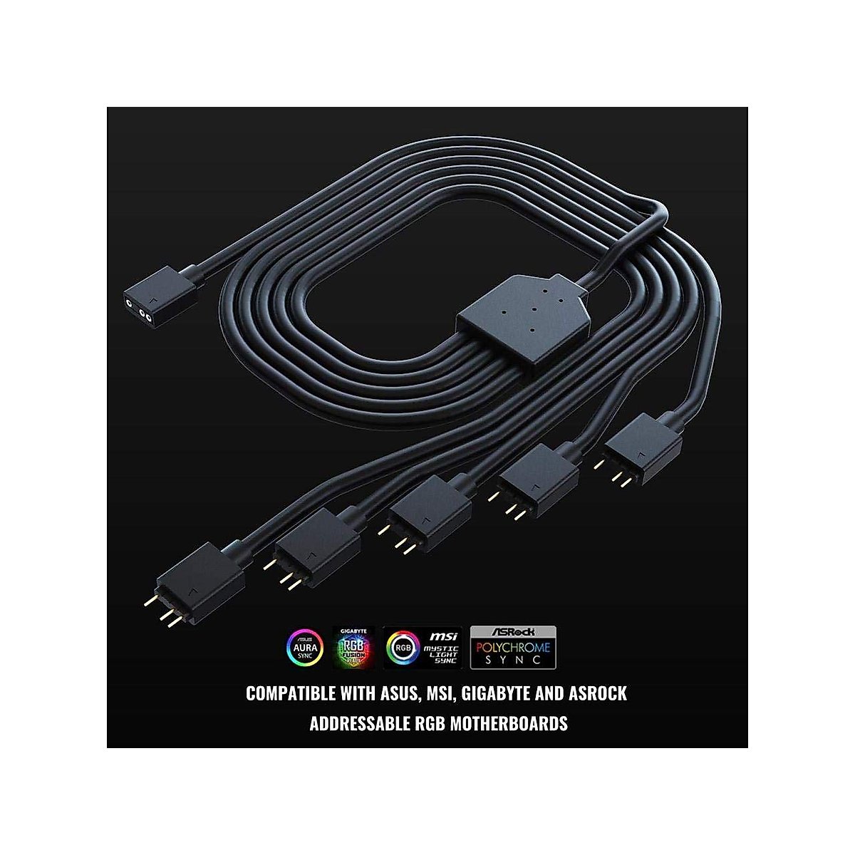 Cooler Master 1-to-5 ARGB Splitter Cable / 5V - Support 3-pin Addressable RGB - LED Sync Cable for MasterFan/MasterLiquid ARGB Series Support(ARGB 1-to-5 Splitter)