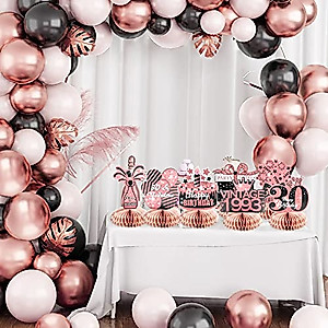 9Pcs 30th Birthday Decorations Men, Rose Gold 30th Birthday Centerpieces for Tables Decorations for Women, Honeycomb Table Topper, Best Gifts for thirty Years Birthday Prarty Decoration Supplies.
