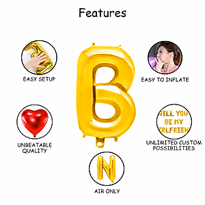 Will You Be My Girlfriend Balloons - 16'' Balloon Letters, Alphabet Foil Mylar Balloon with 200pcs Artificial Rose Petals for Valentine Day Decorations (Will You Be My Girlfriend Balloons Gold)