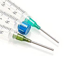 Dispense All - K2-9PK All-Purpose Industrial Syringe Kit - 1ml/3ml/10ml with 1 & 2 Inch 14, 18, & 21 Gauge Dispensing Tips, Syringe Caps and Tip Covers