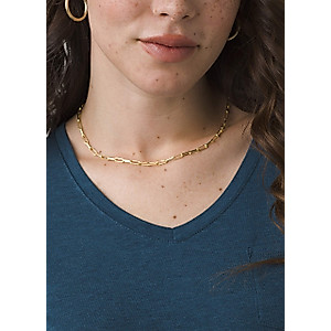 prAna Women's Foundation Short Sleeve V-Neck, Atlantic Heather, Medium