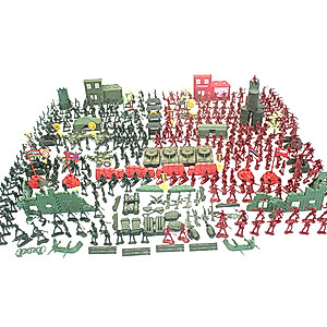 ikasus 330 Piece Plastic Army Men for Boys, Cool Mini Army Action Figures Military Set, Military Toy Soldiers Figures with Tanks, Planes, Flags Accessories Army Base Military Toy Figurines for Boys