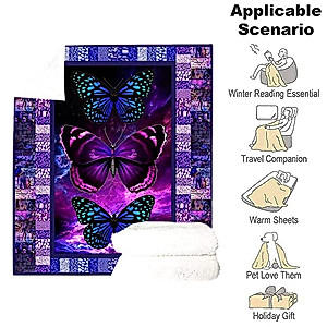 Ultra Soft Butterfly Theme Blanket for Kids and Adults Microfiber Plush Sherpa Blanket for Bed and Couch Warm Fuzzy Throw Blanket Cozy Throws Blankets (Butterfly01, 130cm x 150cm(51'' x 59''))