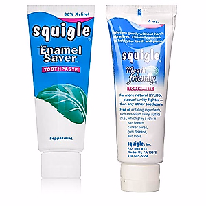 Squigle Enamel Saver Toothpaste (Canker Sore Prevention & Treatment) Prevents Cavities, Perioral Dermatitis, Bad Breath, Chapped Lips - 4 Pack