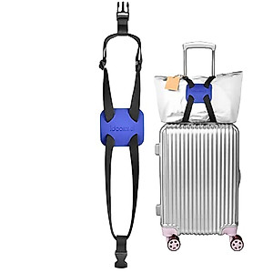 Luggage Straps Bag Bungee for Luggage， High Elastic Suitcase Adjustable Belt Bag Bungees with Buckles (Black/Blue)