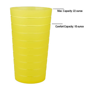 YUYUHUA 22-ounce Plastic Tumblers Unbreakable BPA Free Dishwasher Safe Set of 12 in Multicolors Reusable Drinking Cups