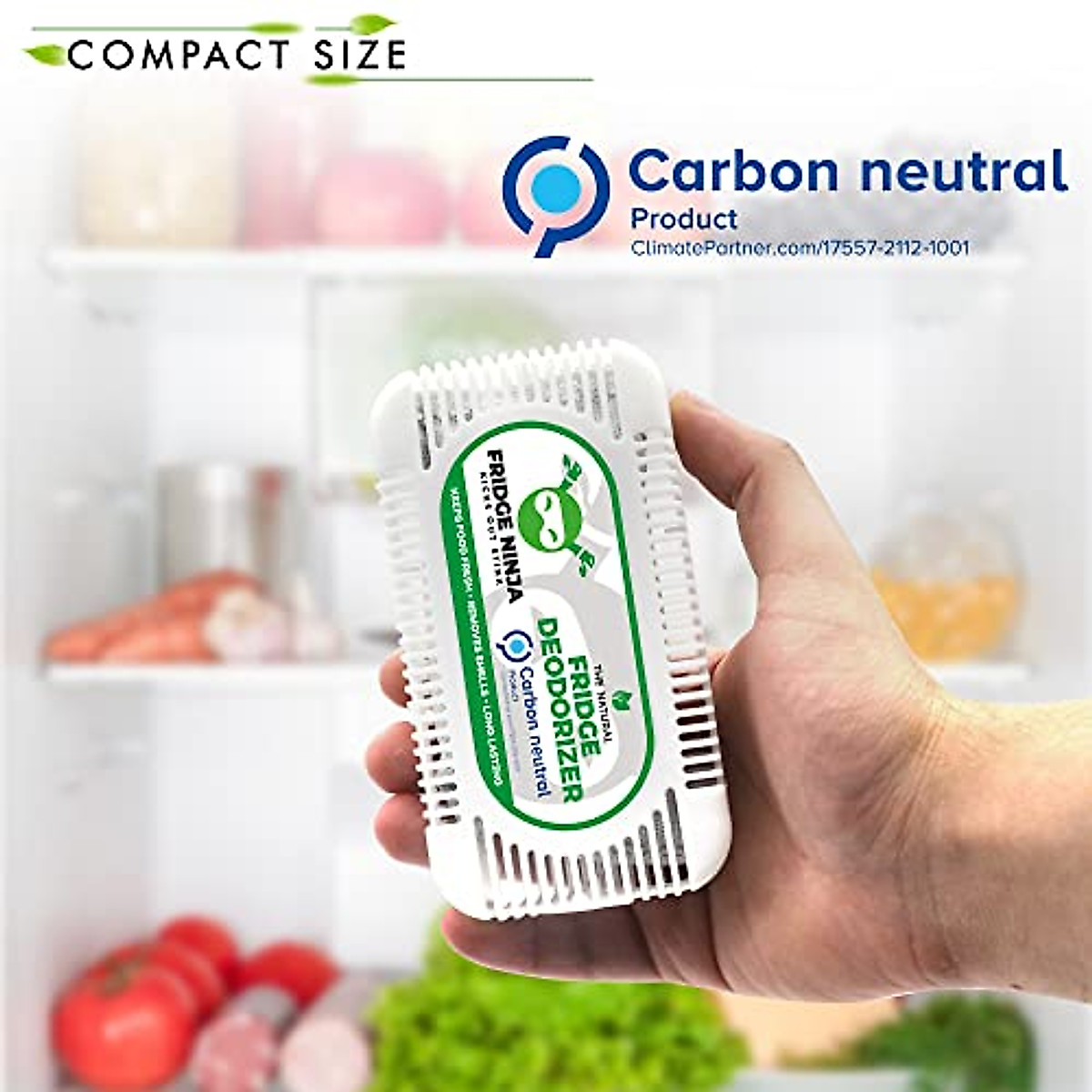 Fridge Ninja Fridge Deodorizer (2 Pack) - More Effective Than Baking Soda - Natural and Unscented Activated Charcoal Refrigerator Deodorizer - Fridge Odor Eliminator for Freezers, Coolers, and Lunch Boxes