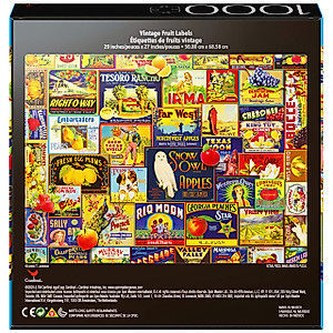 2-Pack of 1000-Piece Jigsaw Puzzles, Retro Comics and Fruit Labels, Puzzles for Adults and Kids Ages 8+, Amazon Exclusive