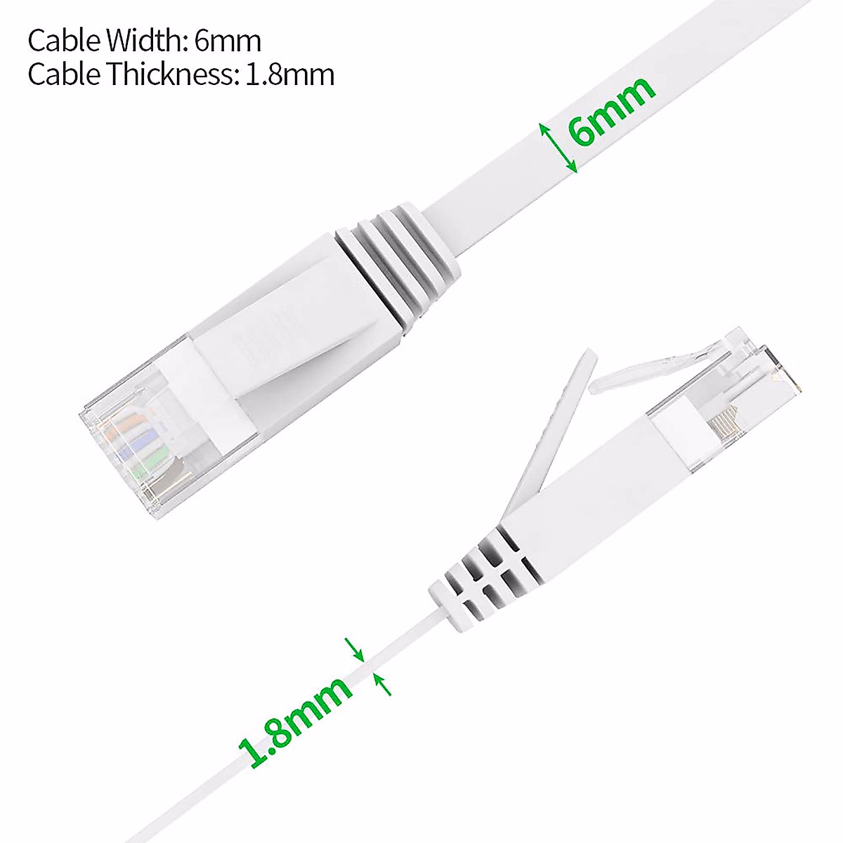 Jaremite Ethernet Cable 50 ft, Cat 6 Ethernet Cable, Cat6 Network Internet LAN Cable 50ft for Modem, Router, PS4, Xbox (Flat, White)