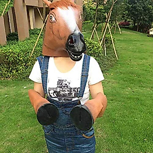 Amosfun Halloween Latex Rubber Horse Hooves Gloves Animal Glove Halloween Party Adult Costume Props (Light Brown) Party Favors