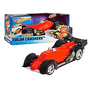 Hot Wheels Color Crashers Hi-Tech Missile, Motorized Toy Car with Lights & Sounds, Red, by Just Play