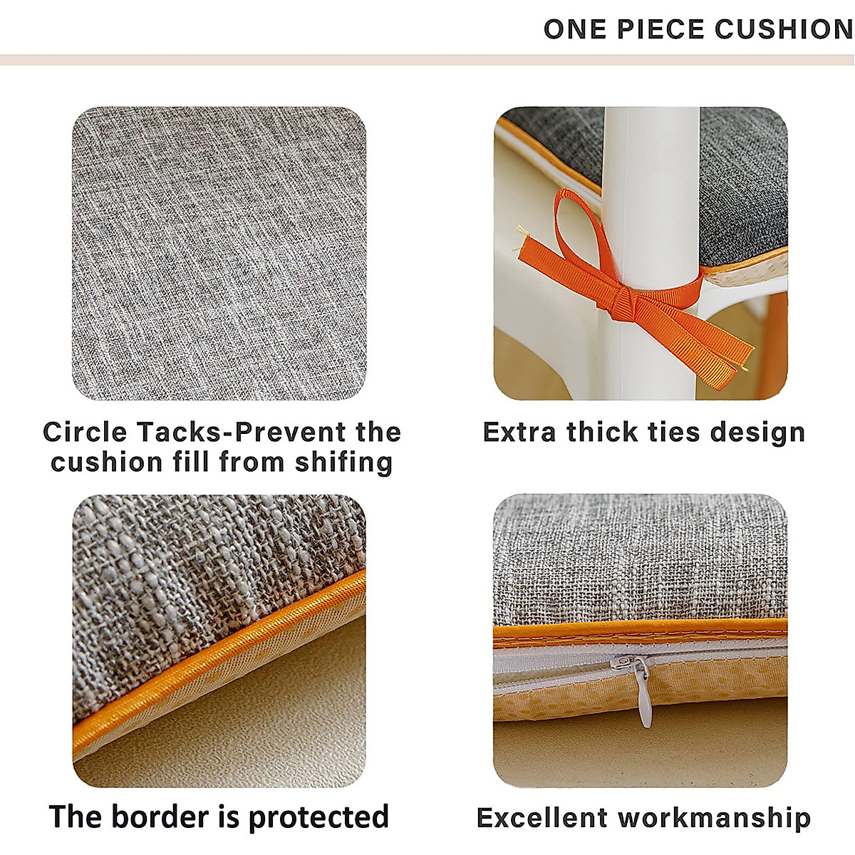 JREDDI Chair Cushions for Dining Chairs Set of 4 - Linen Kitchen Chair Cushions Set of 4, Dining Chair Cushions Set of 4, Chair Pads with Ties for Home Kitchen Office Decor (Beige, Hard Cotton)