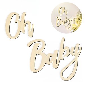 Large 24" Wooden "OH BABY" Sign - Giant Baby Shower, Gender Reveal, Baby's 1st Birthday & Nursery Decor - Oversized Wood Cutout for Party Decorations & Photo Backdrops