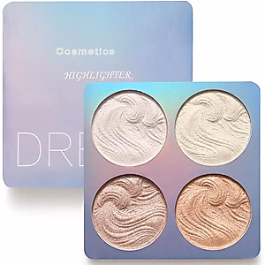 Highlighter Makeup Palette,Highlighter Palette Illuminator Powder Palette White Highlighter Baked Waterproof Long Lasting Brilliant Lighten Skin Color Face Contour Powder Makeup Highlighter