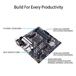 ASUS Prime B550M-A WiFi AMD AM4 Zen 3 Ryzen 5000 & 3rd Gen Ryzen Micro ATX Motherboard (PCIe 4.0, WiFi 6, ECC Memory, 1Gb LAN, HDMI 2.1/D-Sub, 4K@60HZ, Addressable Gen 2 RGB Header and Aura Sync)