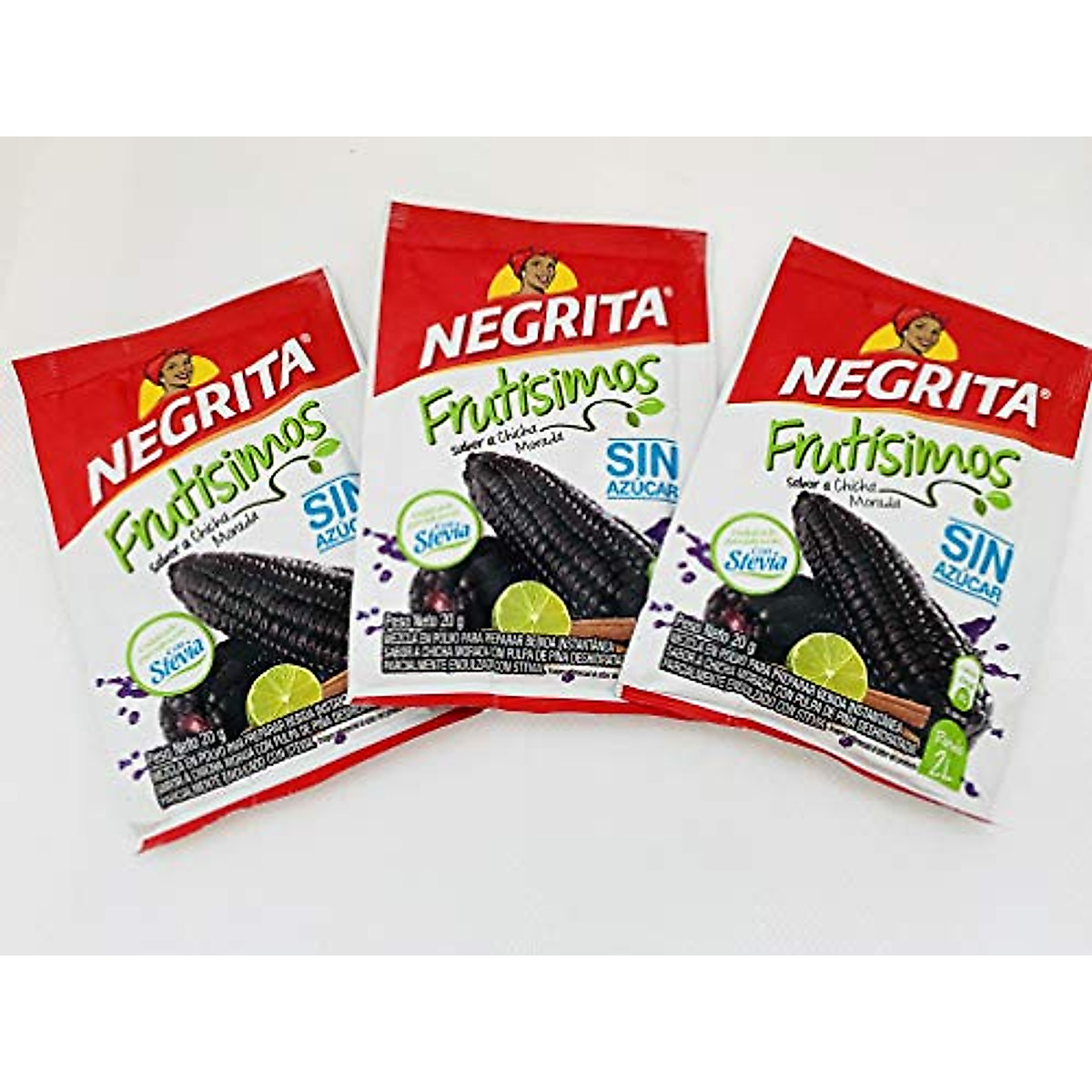 Chicha Morada Negrita with Stevia 35 gr,3 pack 2 liters each pack.Made in Peru.