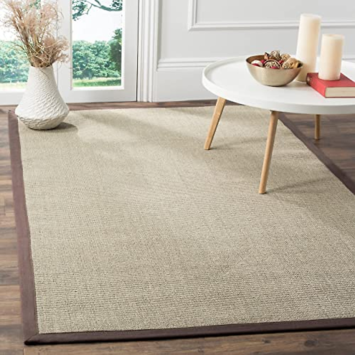 SAFAVIEH Natural Fiber Collection Accent Rug - 2' x 3', Marble & Grey, Border Sisal Design, Easy Care, Ideal for High Traffic Areas in Entryway, Living Room, Bedroom (NF441B)