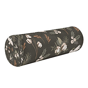 JUNZAN Christmas Time Bed Bolster Pillow Neck Roll Pillow Case Soft Round Pillow for Pillow Neck Support Side Sleeper Round Foam Cushion