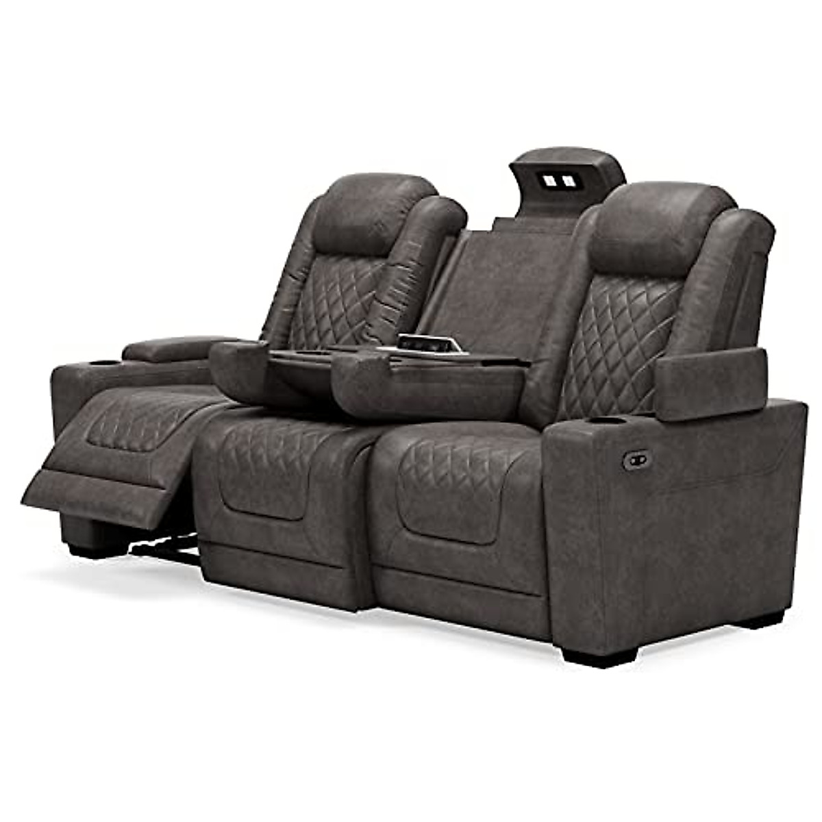 Signature Design by Ashley Hyllmont Power RecliningSofa with Adjustable Headrest, Weathered Gray