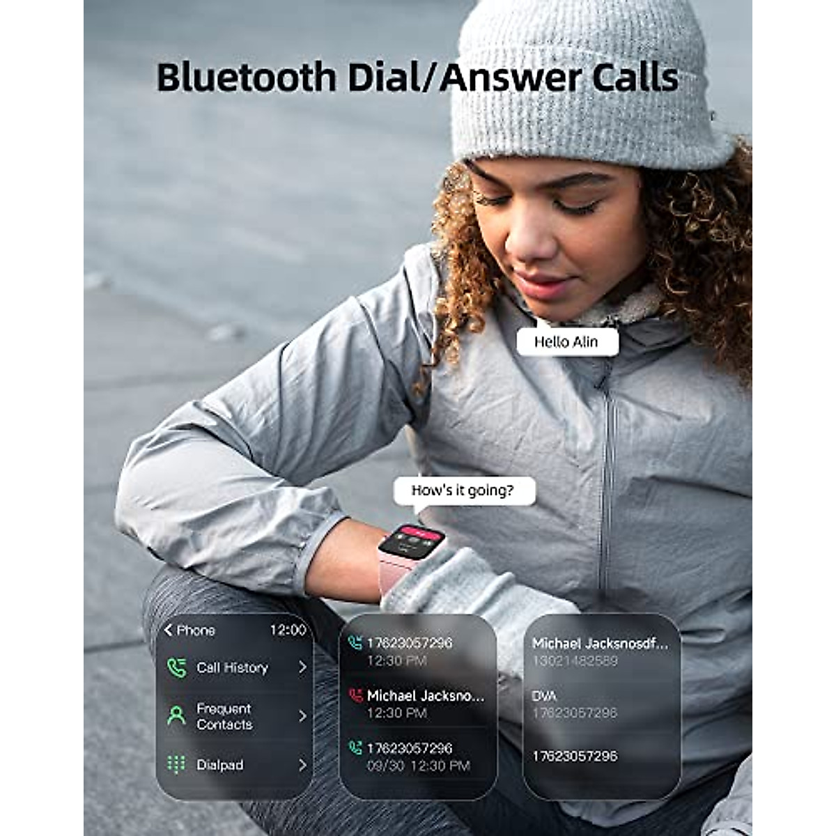 Parsonver Smart Watch for Women, Answer/Make Calls, Alexa Built-in, 1.8" HD Touch Screen Fitness Tracker 100+ Sports Modes IP68 Waterproof, Heart Rate Blood Oxygen Sleep Monitor for Android iOS, GOP01