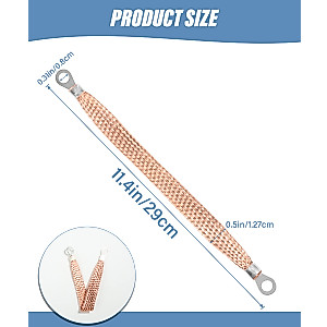 AOCISKA 3PCS Automotive Ground Strap,Heavy Duty Engine Braided Copper Ground Strap,Professional Vehicle Grounding Cable Straps with Rings Terminal Plugs,Universal Ground Straps for Most Cars