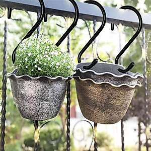 DINGEE 6 Inch Heavy Duty S Hooks, Large S Hooks for Hanging Plants, Vinyl Coated S Hooks 6 Pack Sturdy Non Slip Black S Hooks for Hanging Closet,Bird Feeders,Kitchen,Large Object,Garden Tools