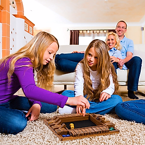 Crobyi Shut The Box Game Wooden for 1-4 Players，Educational & Fun Wooden Board Game with 10 Dice and Shut-The-Box Instructions for Kids & Family, Pub Dice Game for Adults. (12 Inches)