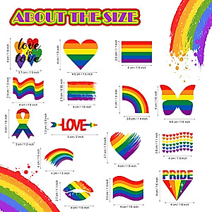 Loopeer 600 Pcs Pride Temporary Tattoos Rainbow Temporary Tattoos Butterfly Heart LGBT Accessories Gay Pride Tattoos Bulk Accessories Waterproof Body Stickers for Boys Girls Women Men Festivals