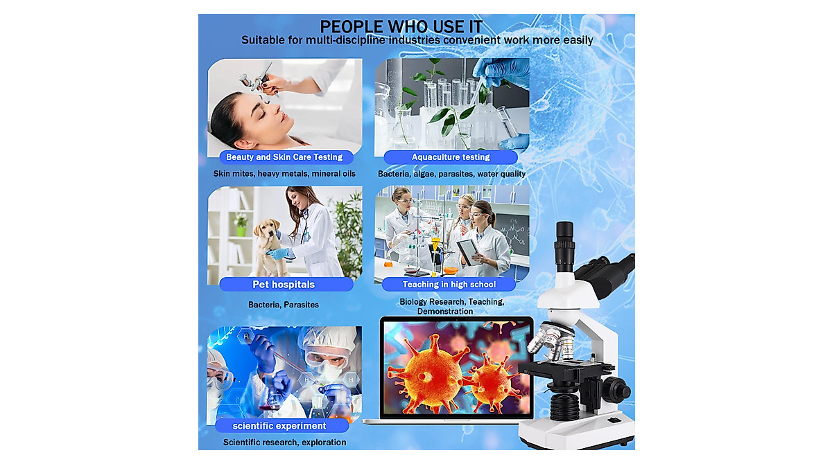 Poothoh Trinocular Compound Microscope 40X-5000X with USB Camera